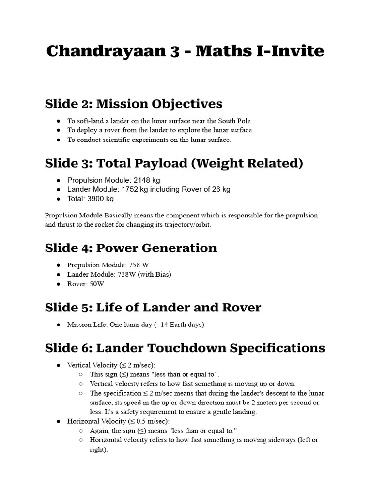 Chandrayaan 3 - Maths I-Invite | PDF