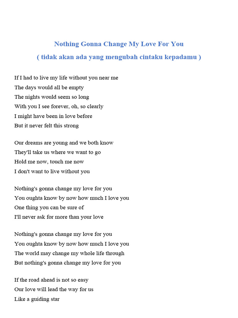 Nothing Gonna Change My Love For You Pdf