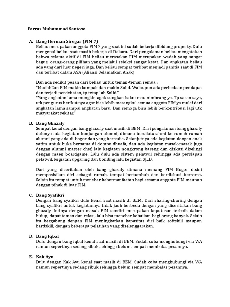 Sharing Alumni - Farras M Santoso | PDF