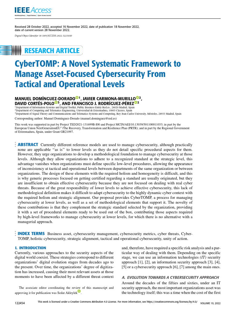 CyberTOMP A Novel Systematic Framework To Manage Asset-Focused ...