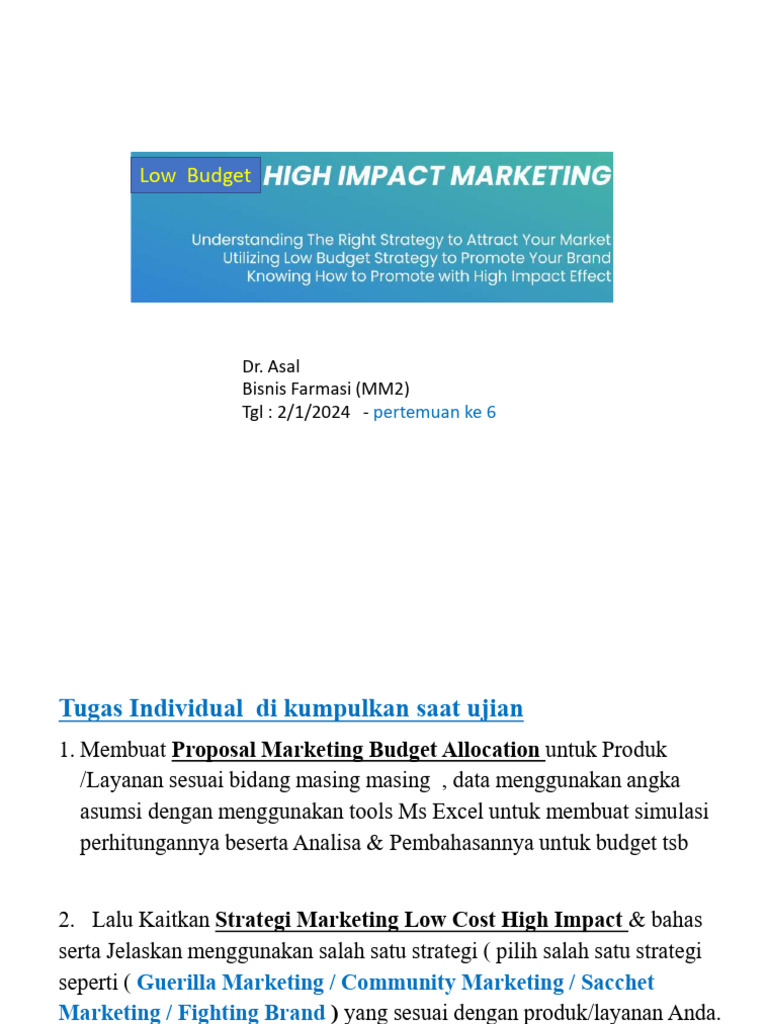 Low Budget High Impact Marketing | PDF