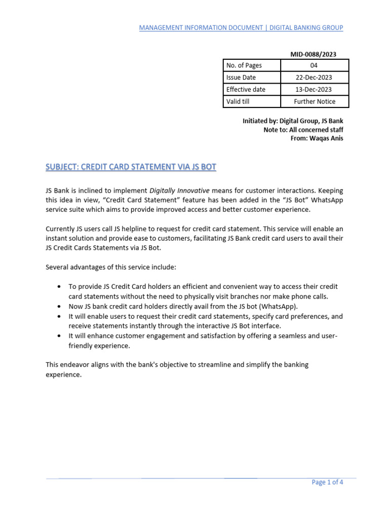 MID - Credit Card Statement Via JS BOT | PDF | Credit Card | Service Industries