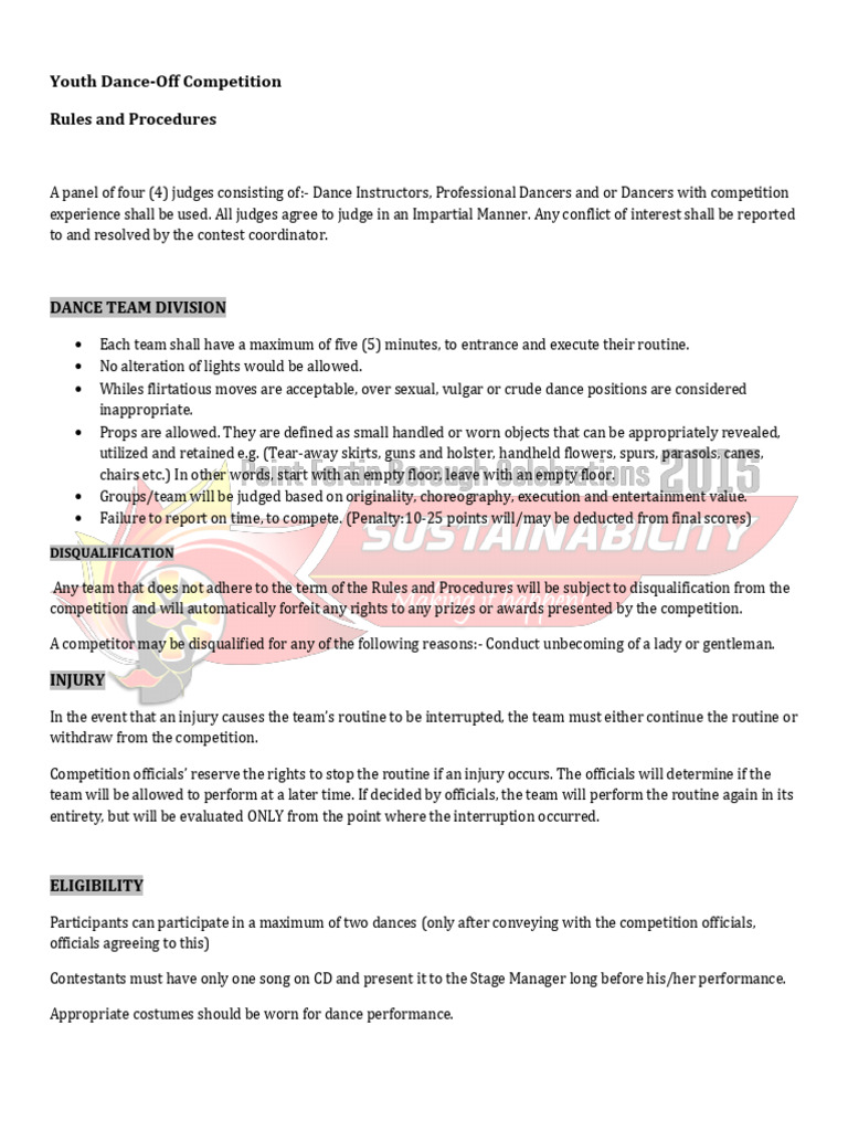 Youth Dance-Off Competition Guidelines | PDF