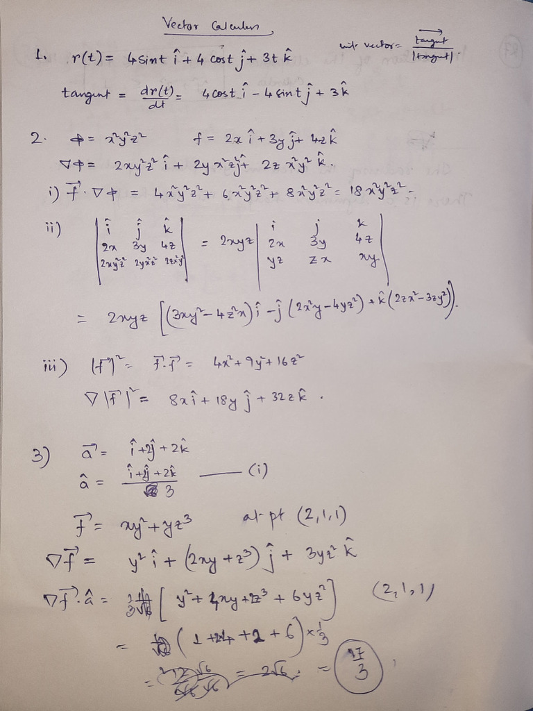 Vector Calculus Pdf