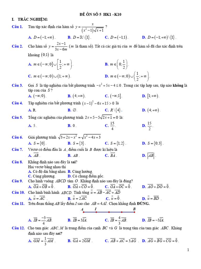 ĐỀ-ÔN-SỐ-5-HKI-K10 | PDF