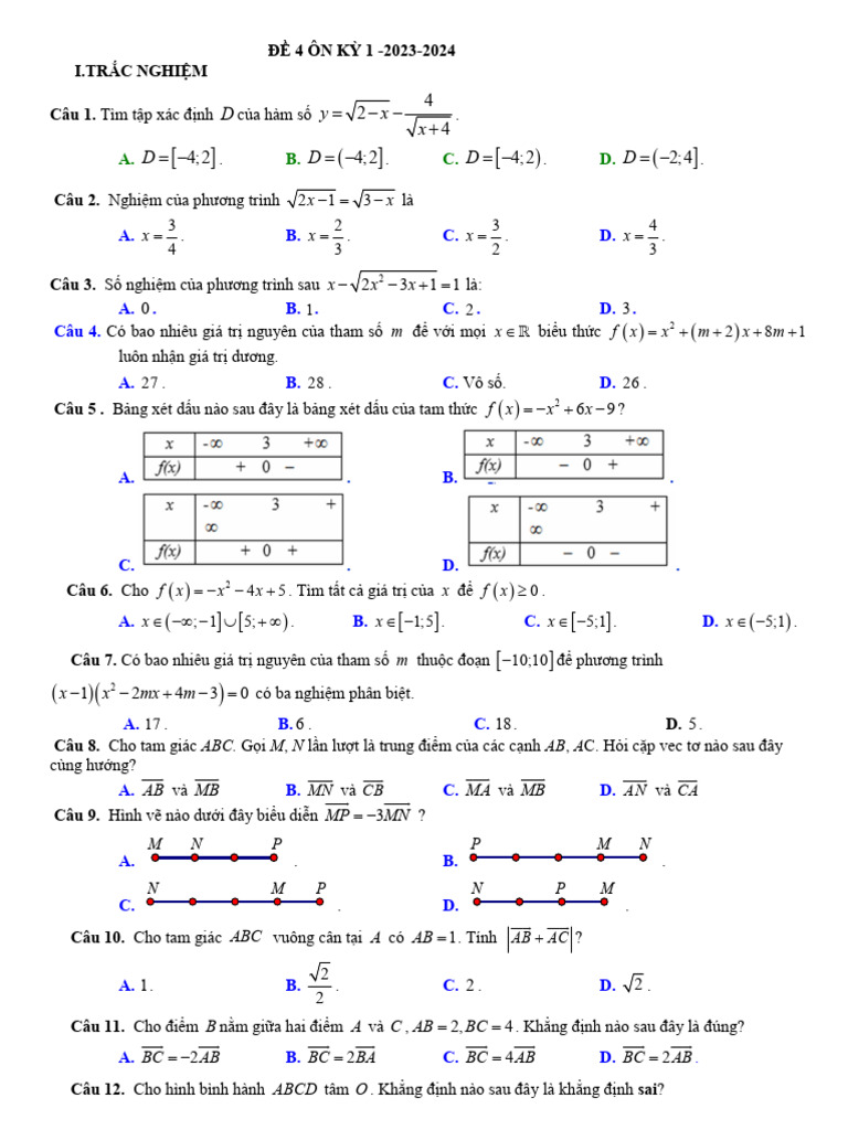 Đề Ôn Số 4 Hki K10 | PDF