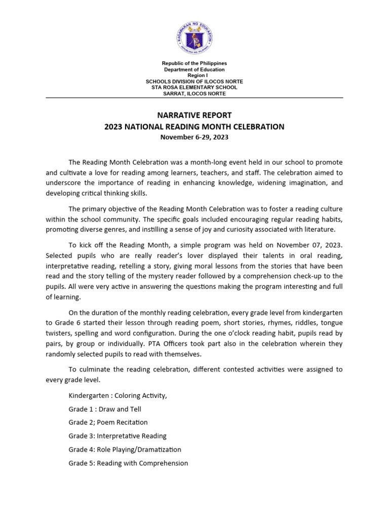 2023 Reading Month Celebration | Download Free PDF | Speed Reading ...