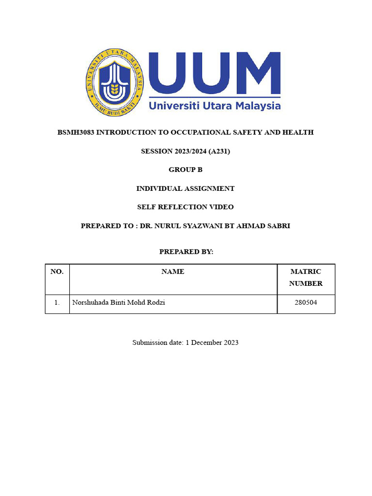 Osh Individual Assignment | PDF | Employment | Experience