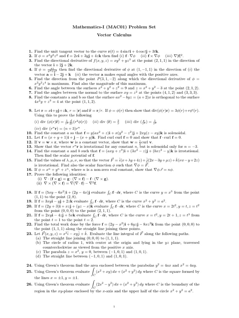 Advanced Vector Calculus Problems | PDF