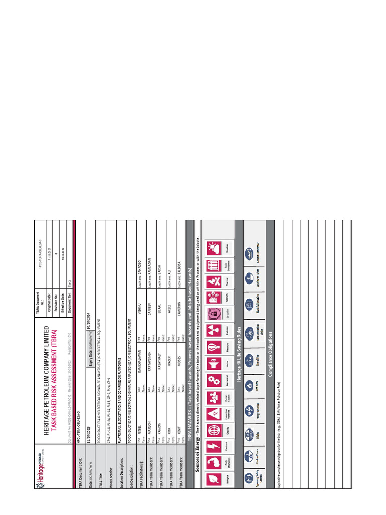 Task Based Risk Assessment Template | PDF | Noise | Personal Protective ...