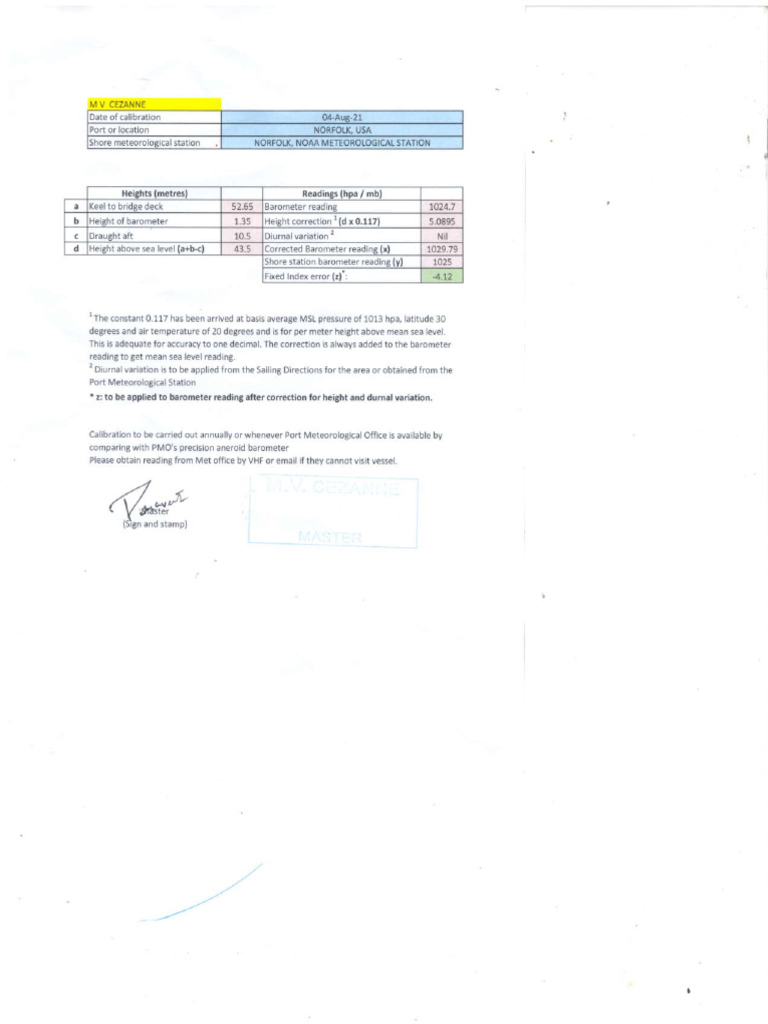 Barometer Calibration 1 | PDF