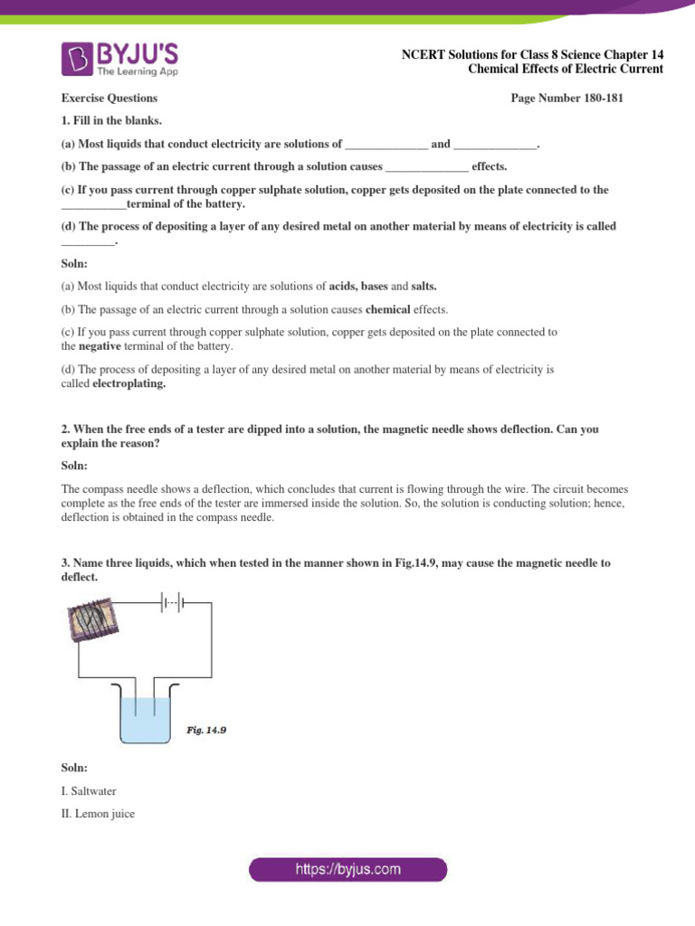 Science CH 14 - Chemical Effects of Electric Current | PDF