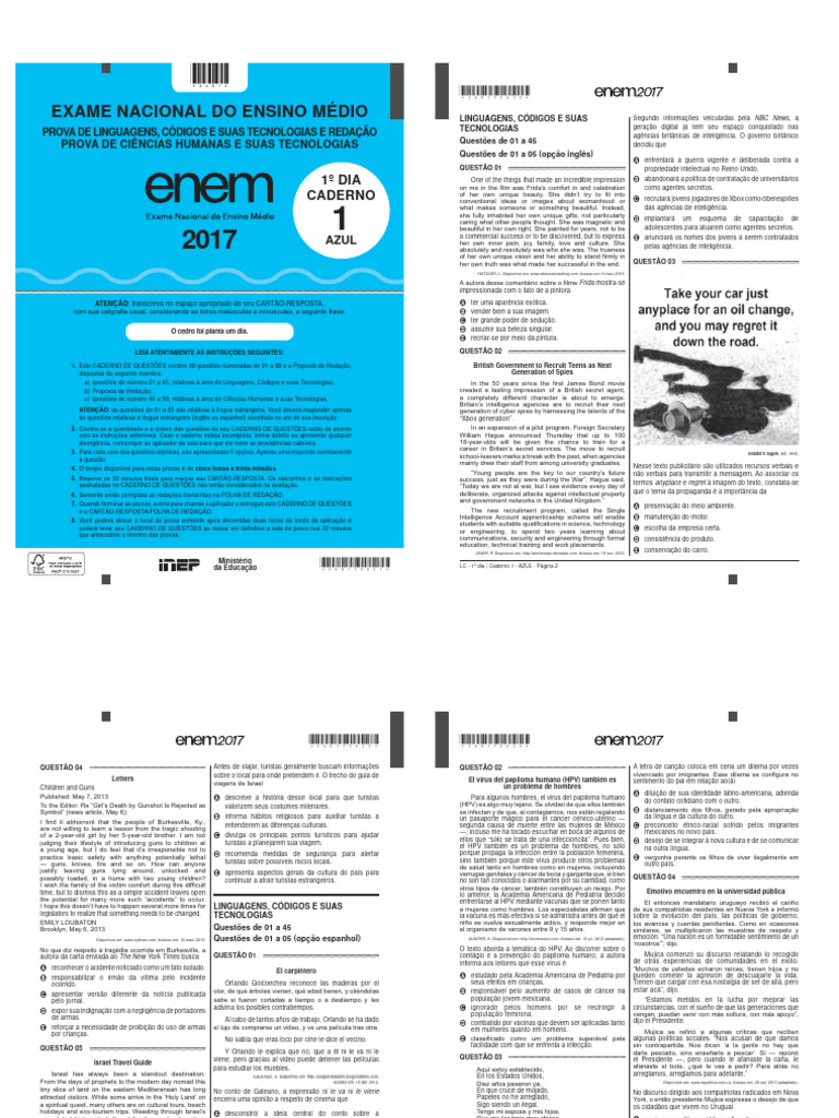 Prova - ENEM 2017 - Curso Objetivo | PDF
