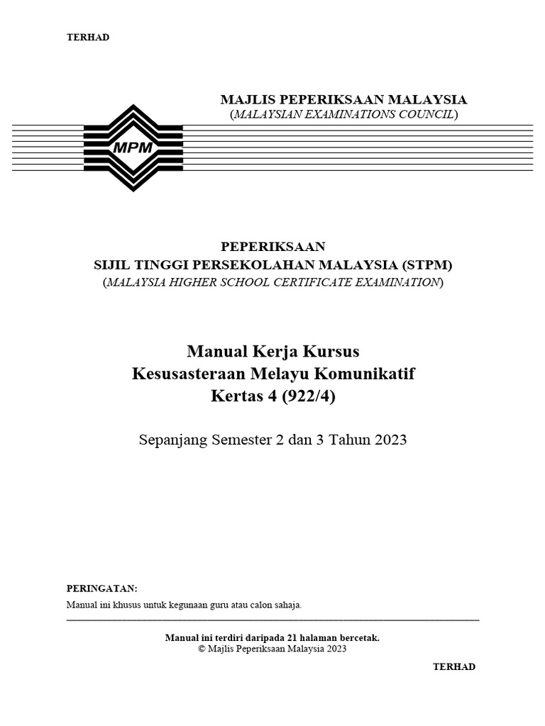 2023manual Kerja Kursus 922 | PDF