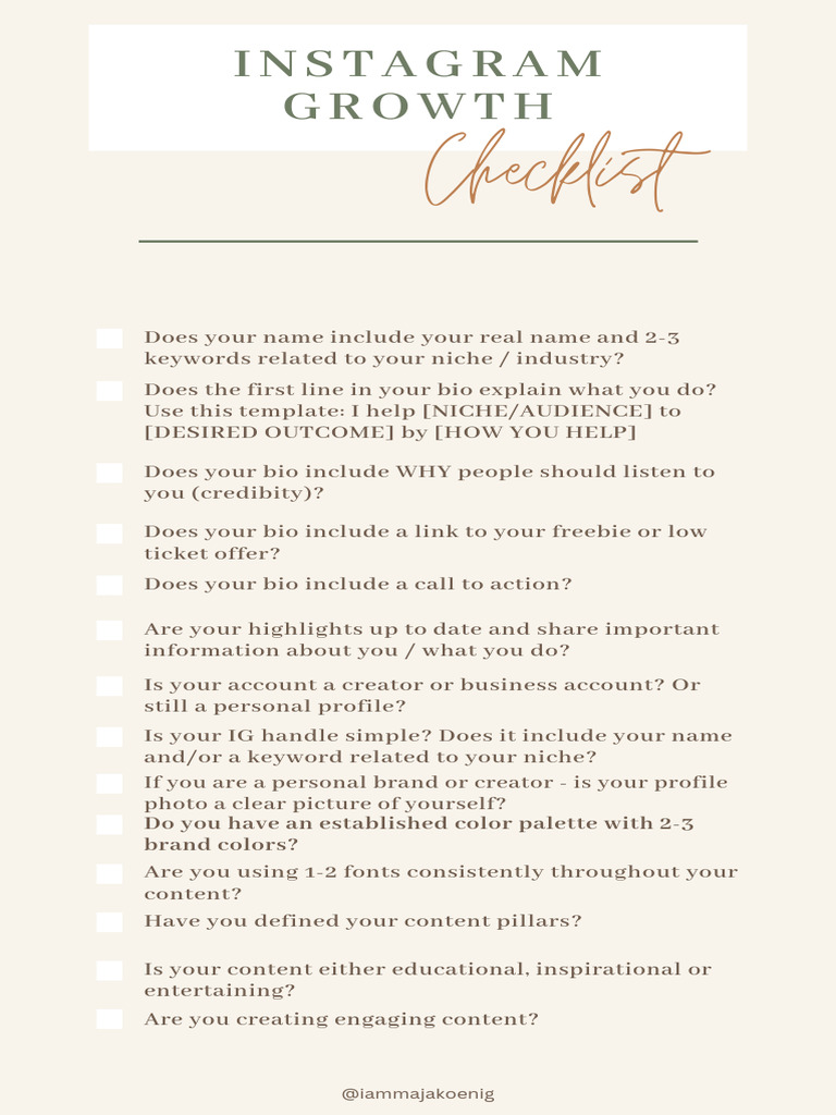 Ig Growth Checklist | PDF