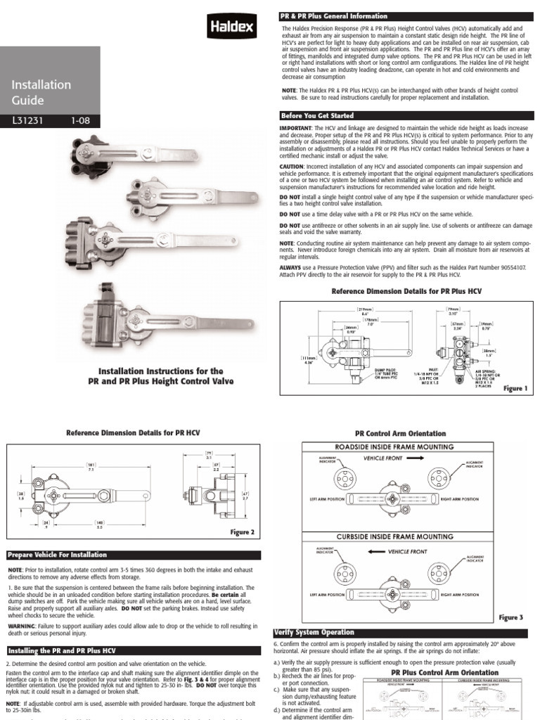 Haldex PR & PR Plus Valve Installation Guide | PDF | Valve | Axle