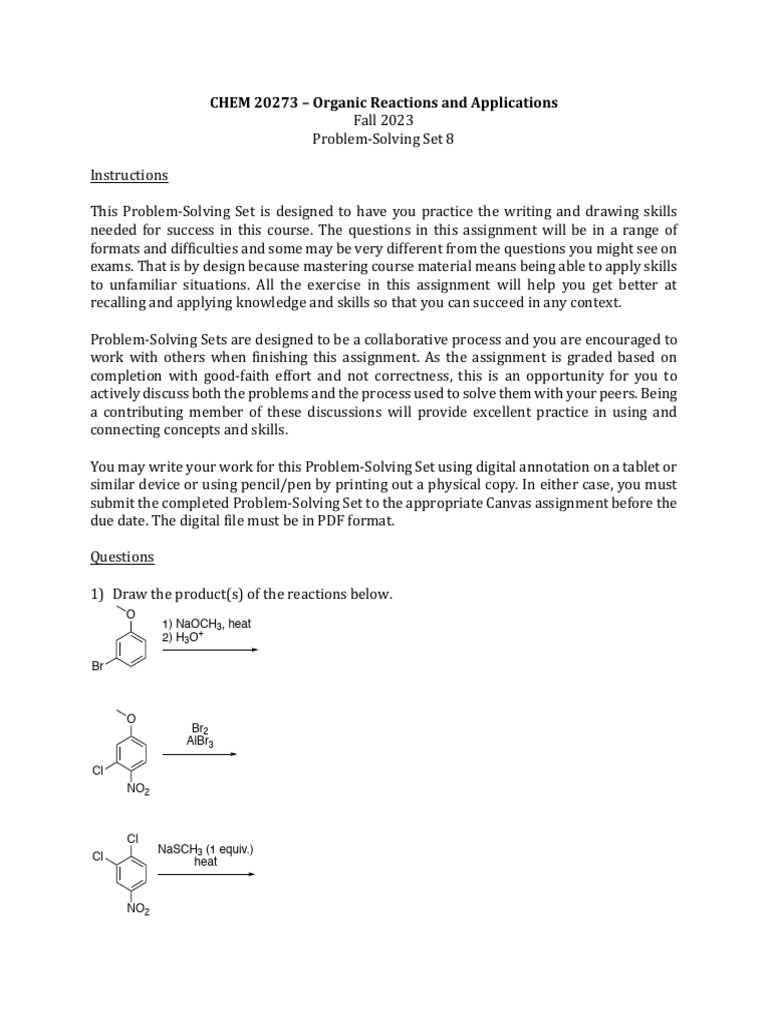 CHEM 20273 F23 Problem-Solving Set 8 | PDF | Ketone | Aldehyde