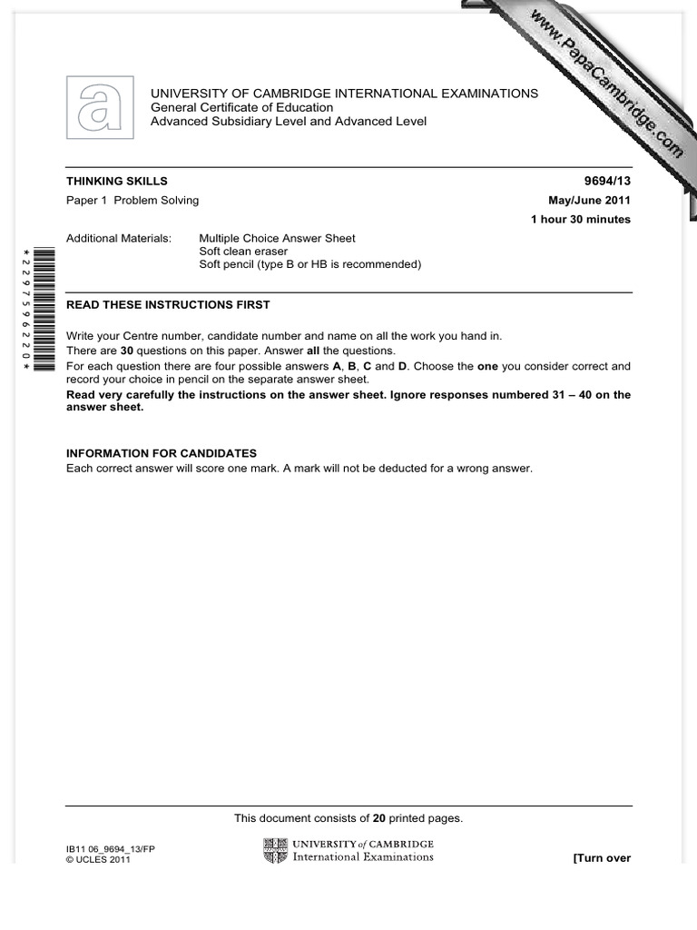 University of Cambridge International Examinations General Certificate ...