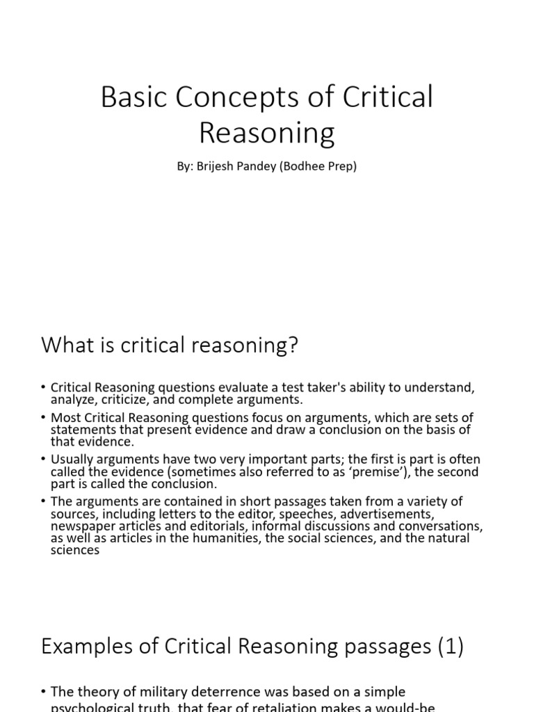 Session 10-Critical Reasoning (Introd and Concepts) | PDF | Viticulture | Reason