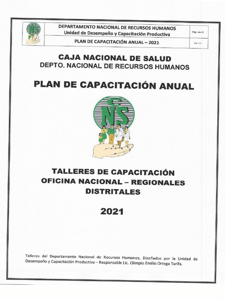 Plan de Capacitacion Anual 2021 | PDF