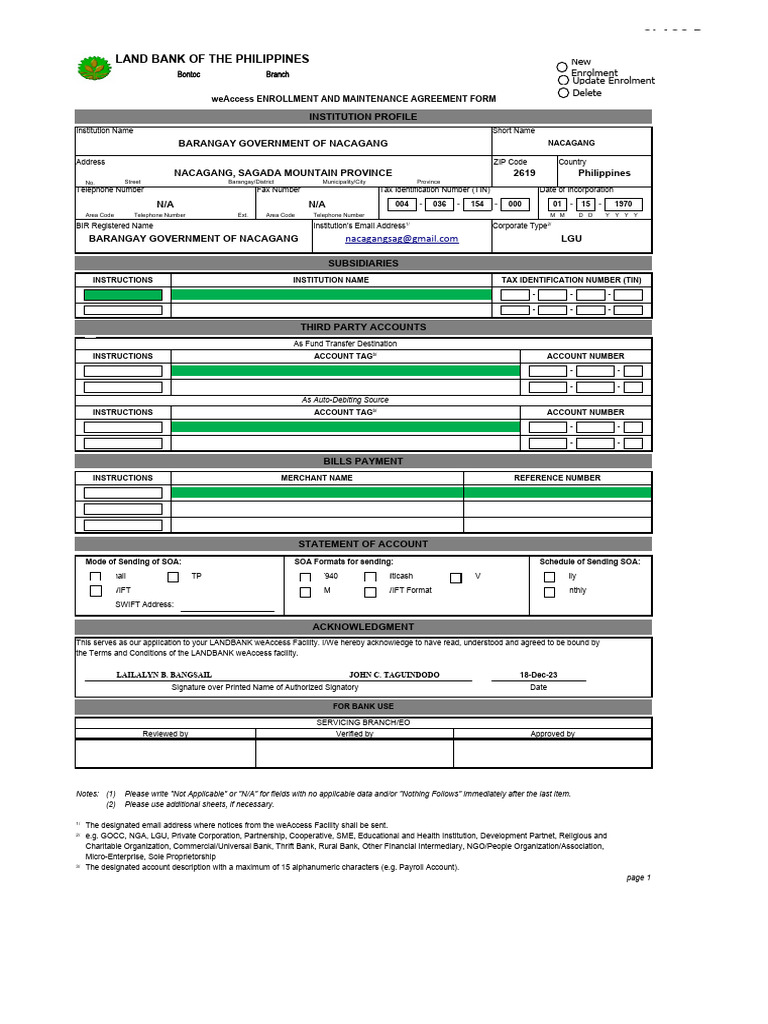 WeAccess Enrollment and Maintenance Agreement Form - 2022 | PDF ...