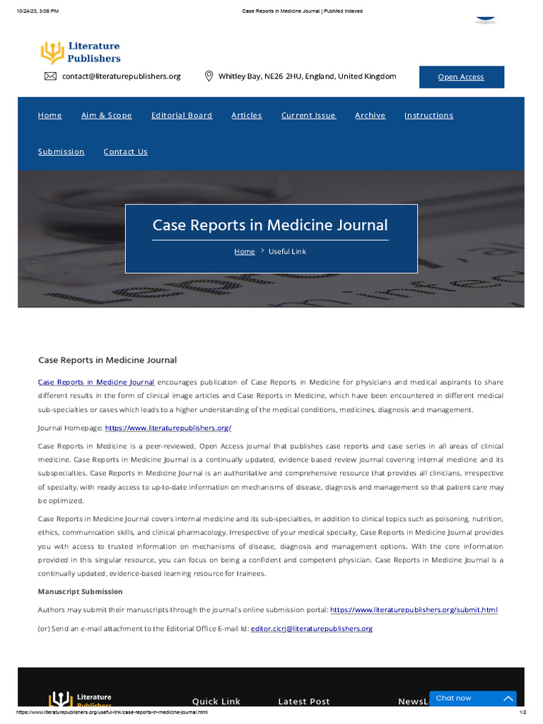 Case Reports in Medicine Journal | PDF | Medicine | Case Report