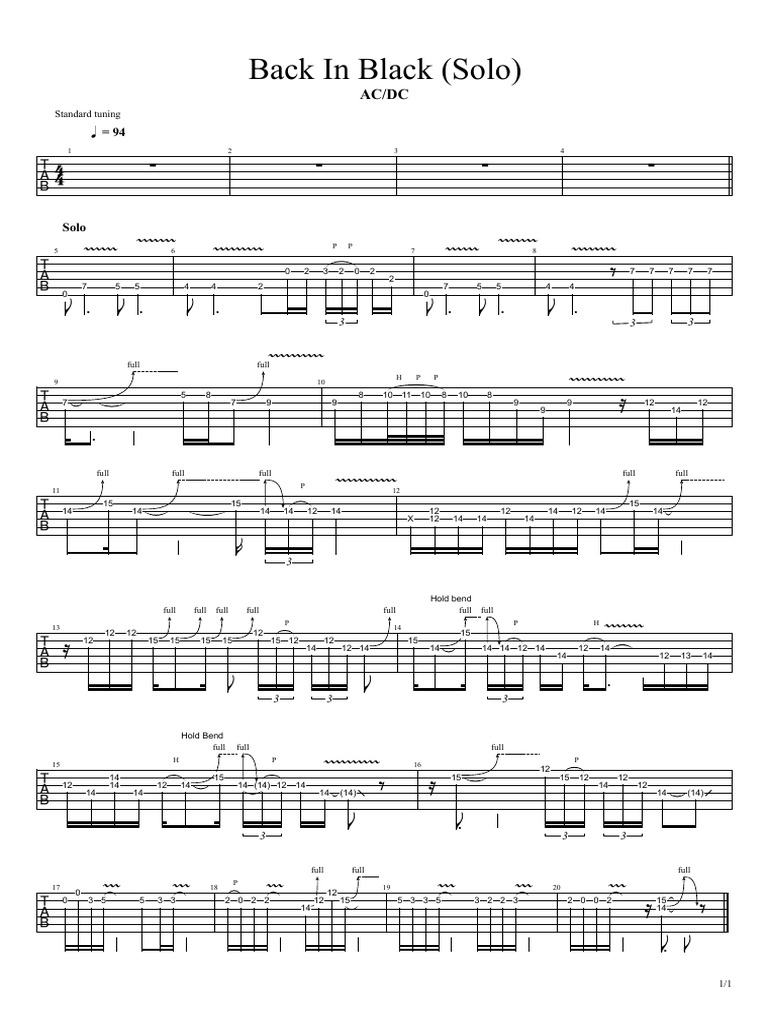 Solo de guitare Back In Black AC/DC | PDF | Musique rock | Hard rock