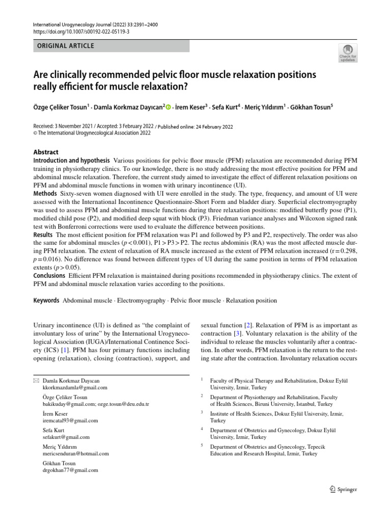 Are Clinically Recommended Pelvic Floor Muscle Relaxation Positions ...