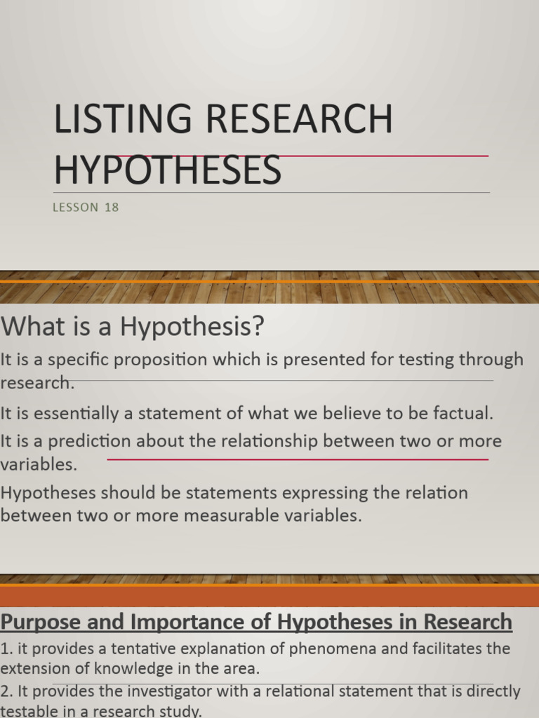 Understanding Research Hypotheses | PDF | Self-Improvement