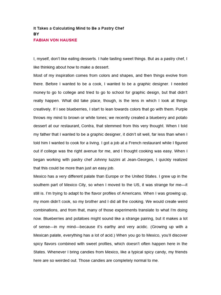 It Takes A Calculating Mind To Be A Pastry Chef | PDF | Breads | Desserts