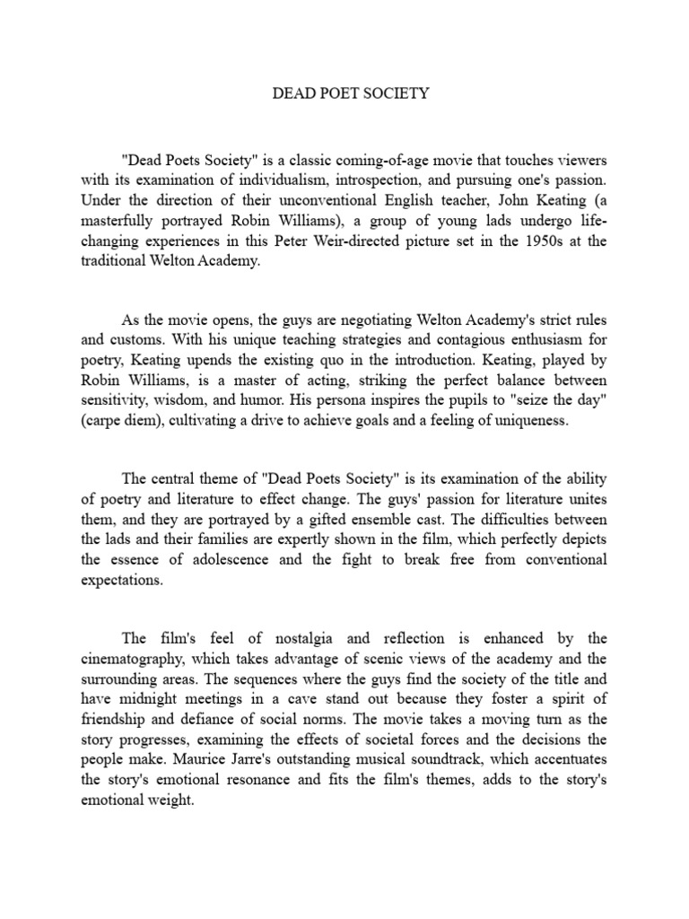 Dead Poet Society | PDF
