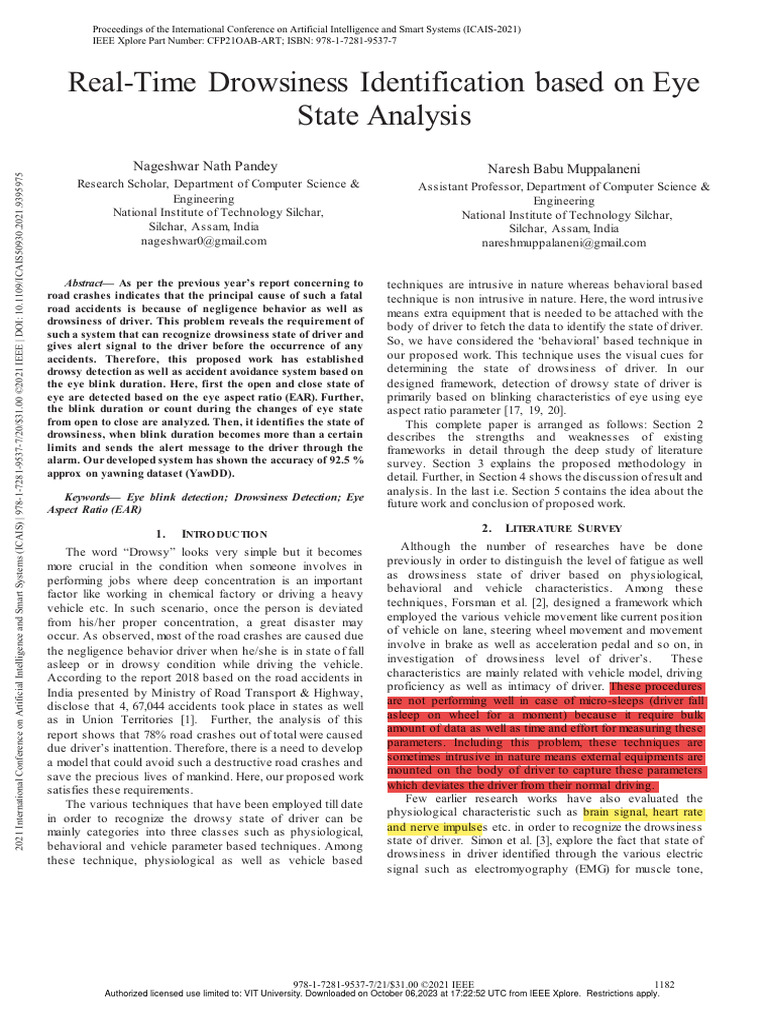 Driver Drowsiness Detection System | PDF | Technology & Engineering