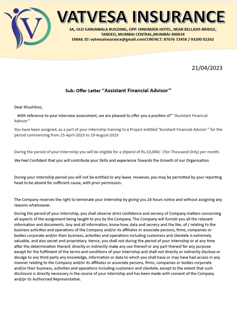 Vatvesa Insurance Letterhead | PDF