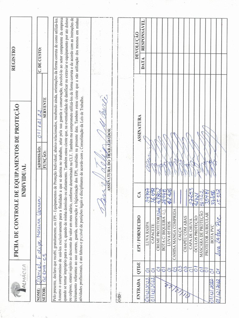 Ficha Epi Daniel Felipe | PDF