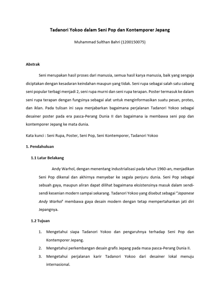 Muhammad Sulthan Bahri - 1200150075 - Apresiasi Kesenian - Tadanori ...