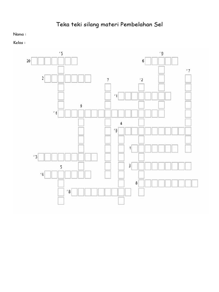 Teka Teki Silang Materi Pembelahan Sel | PDF