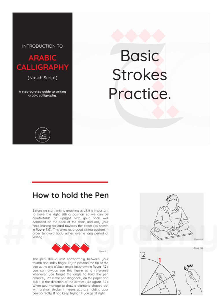 Arabic Calligraphy Basic Strokes Template | PDF | Calligraphy | Text