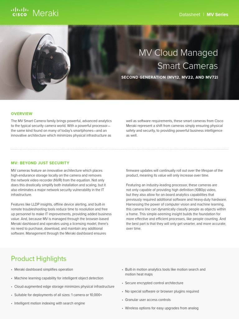 Meraki Datasheet MV Family | PDF