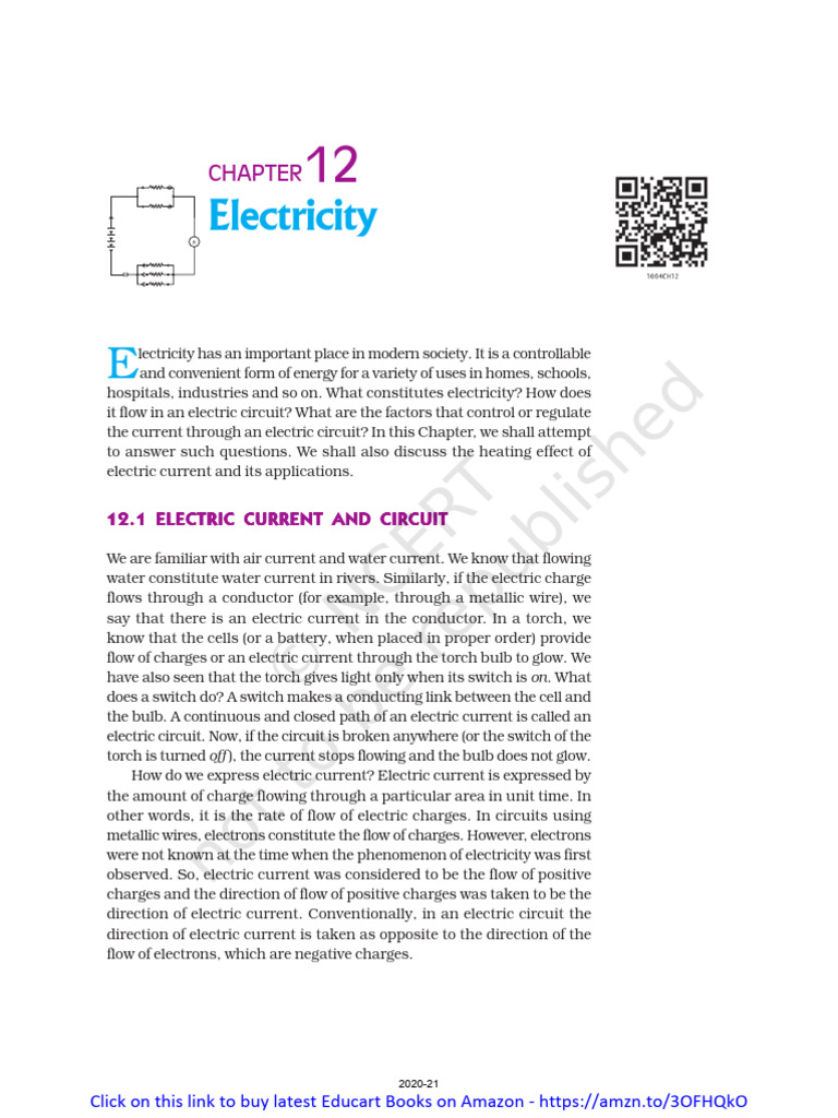 Ch- 12 Electricity | PDF | Voltage | Electric Current