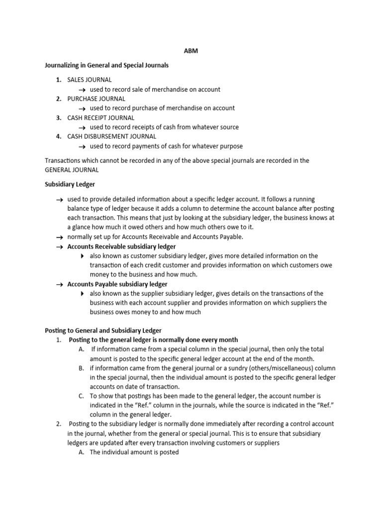ABM Journalizing in General and Special Journals 1. Sales Journal 2 ...