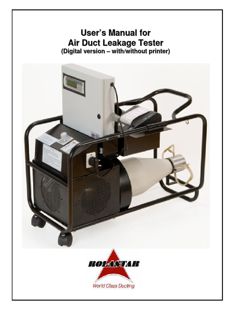 User's Manual For Digital Leakage Tester | PDF | Duct (Flow) | Flow ...
