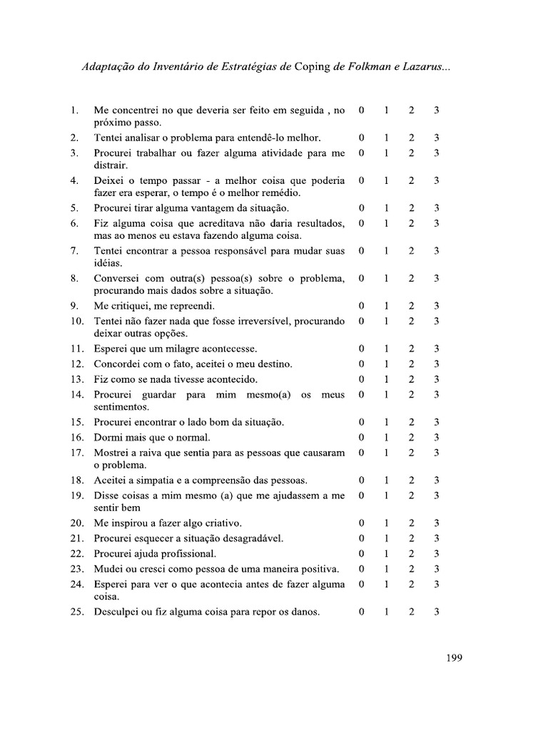 Inventário de Estratégias de Coping (IEC) | PDF
