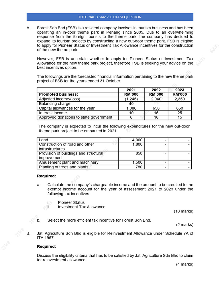 Tutorial 3 Sample Exam | PDF