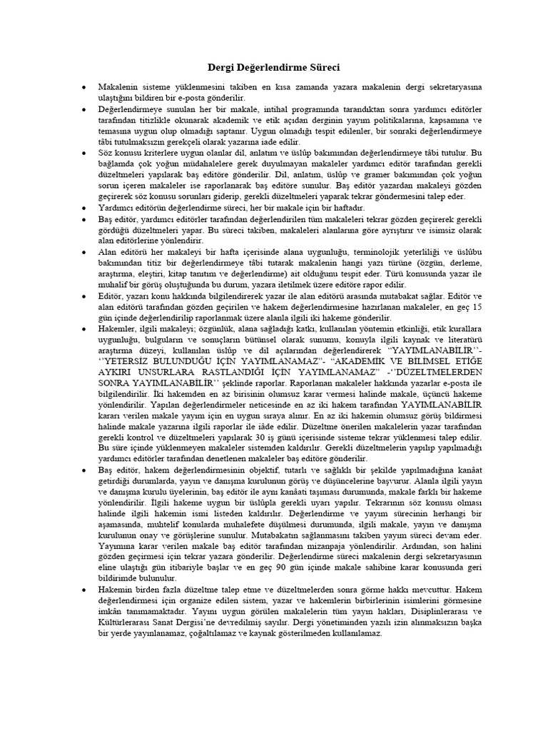 Dergi Değerlendirme Süreci | PDF