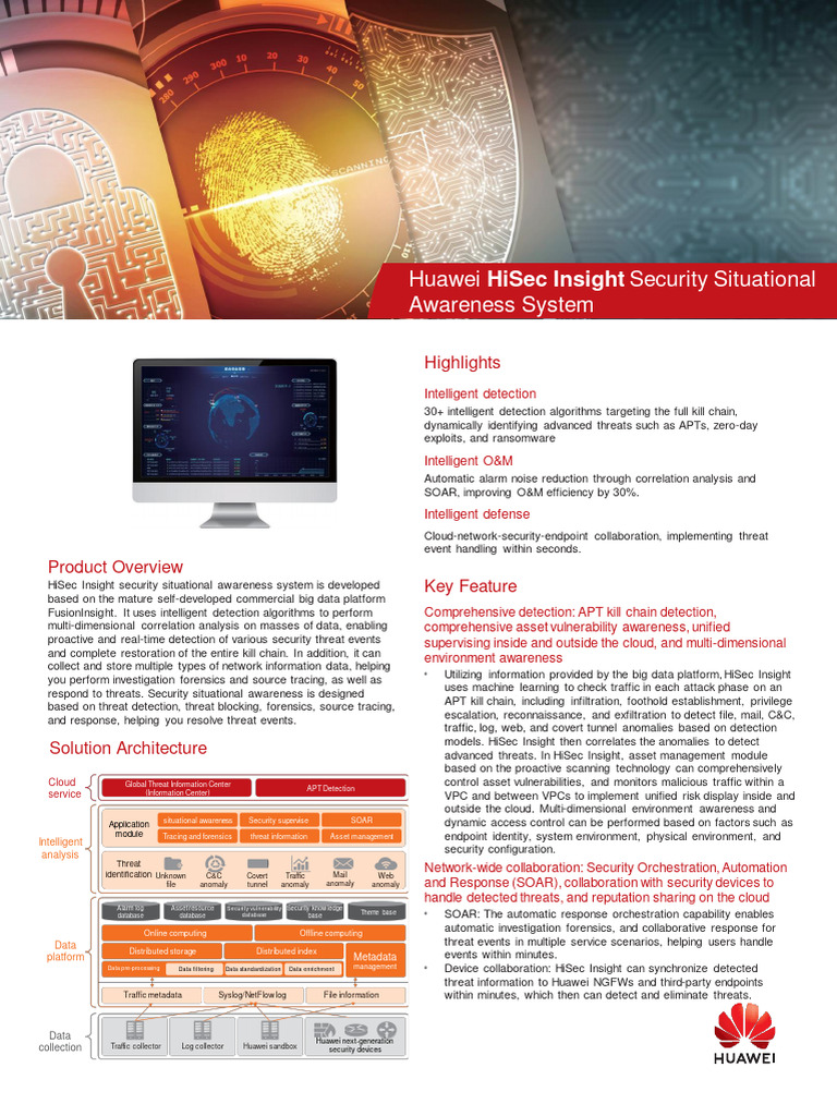 Huawei HiSec Insight Security Situational Awareness System Datasheet | PDF