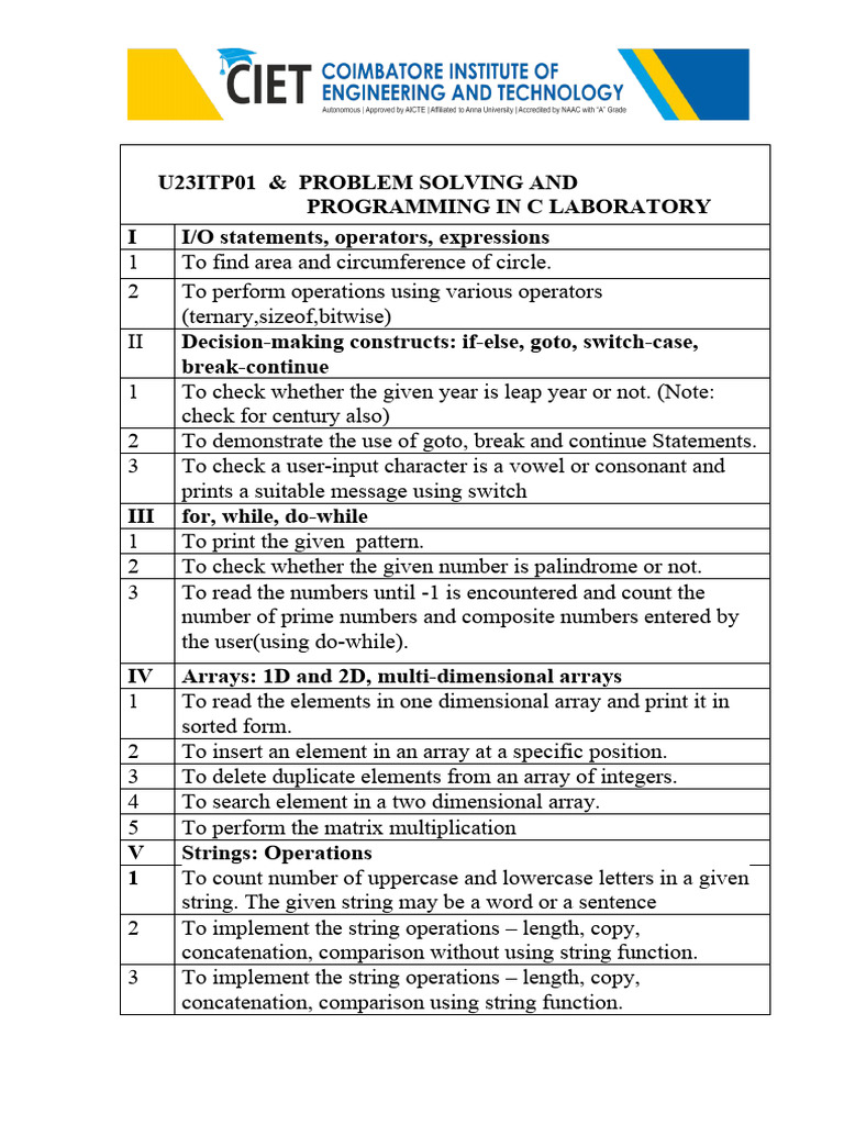 PSPC Lab Programs | PDF