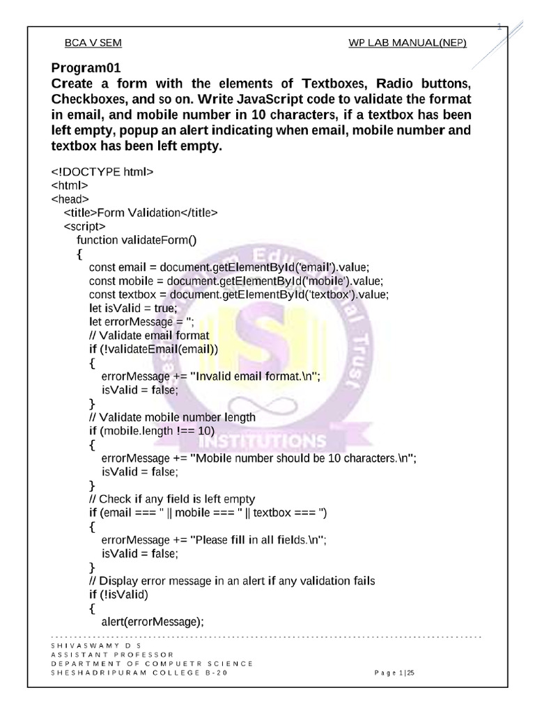 WP-Lab Manual - NEP - 231213 - 203007 | PDF