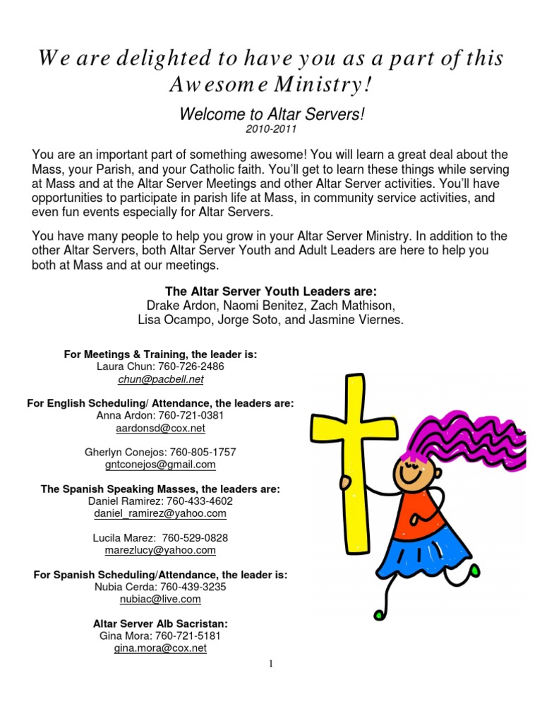 Altar Server Training Manual | Mass (Liturgy) | Christian Worship And ...
