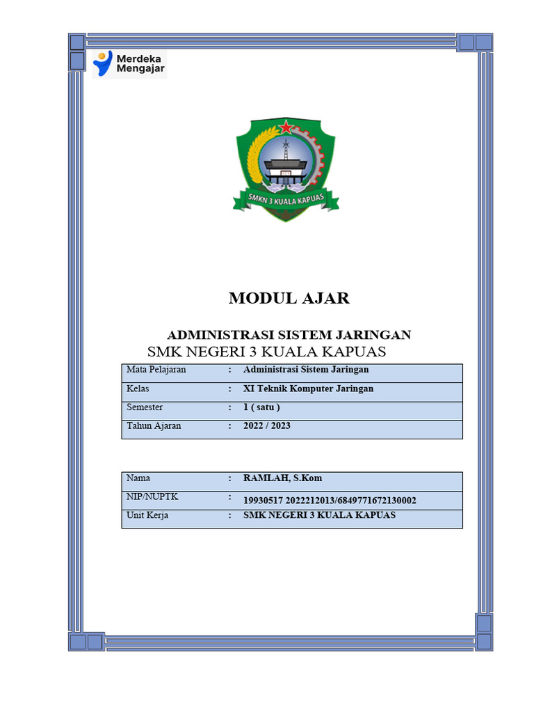 MODUL AJAR ASJ Sistem Operasi Jaringan | PDF