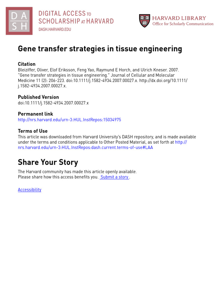 Gene Transfer Strategies in Tissue Engineering | PDF